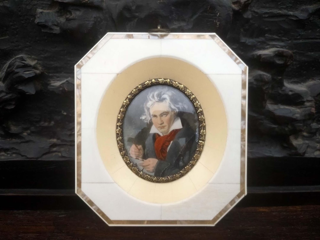 Vintage Miniature Painting Beethoven Portrait, LUX Boudoir Decor. Late ...