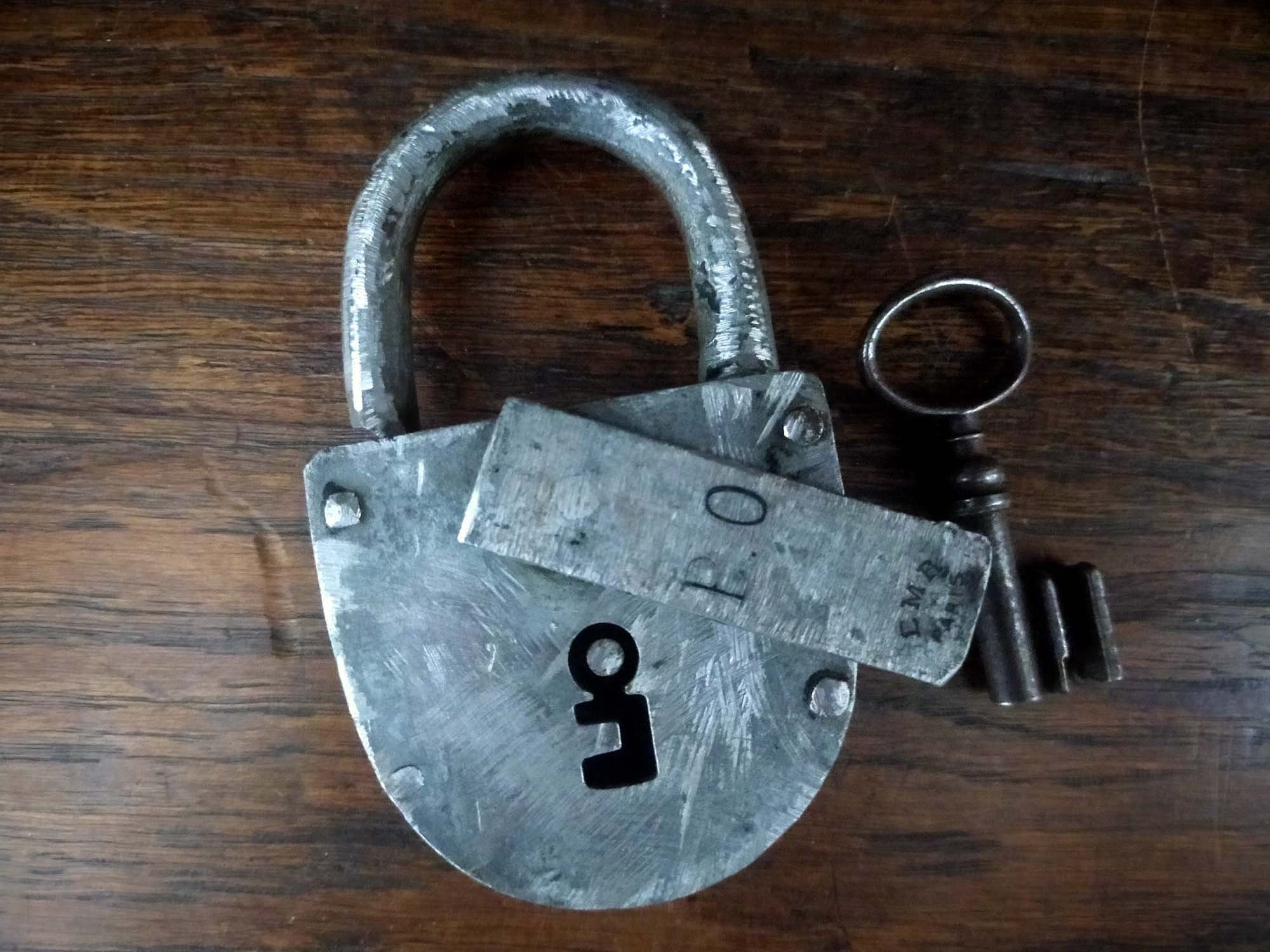 Vintage Rustic French Padlock, Riveted Metal Padlock, With Its Original ...