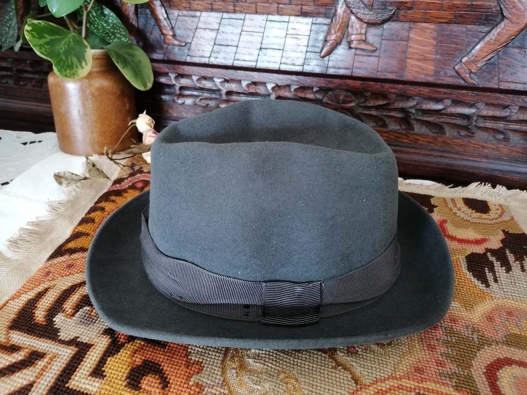 Vintage Derby Bowler French Hat,vintage Wool Felt Grosgrain Ribbon Hat ...