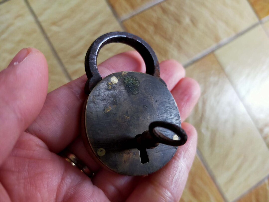 Vintage Rustic French Padlock, Riveted Metal Padlock, With Its Original ...