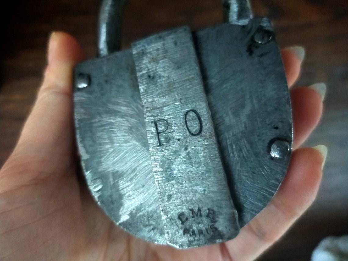 Vintage Rustic French Padlock, Riveted Metal Padlock, With Its Original ...