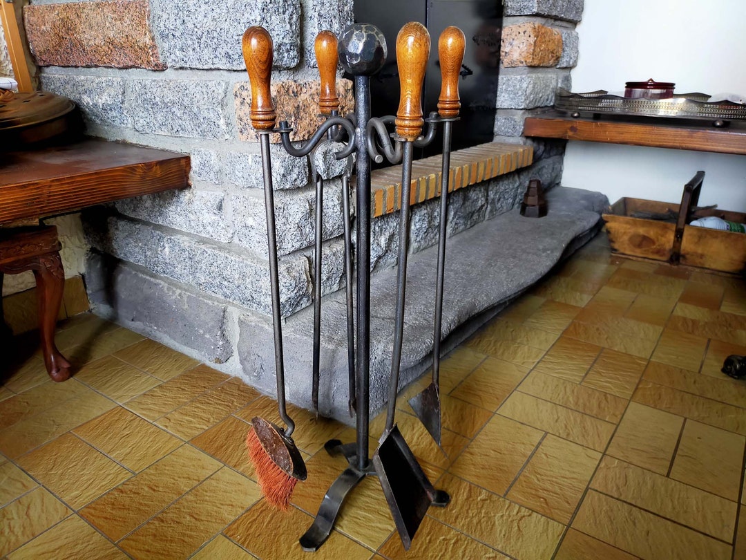 Vintage Fireplace Tools,cast Iron Collection,tongs,brush,shovel,scraper ...
