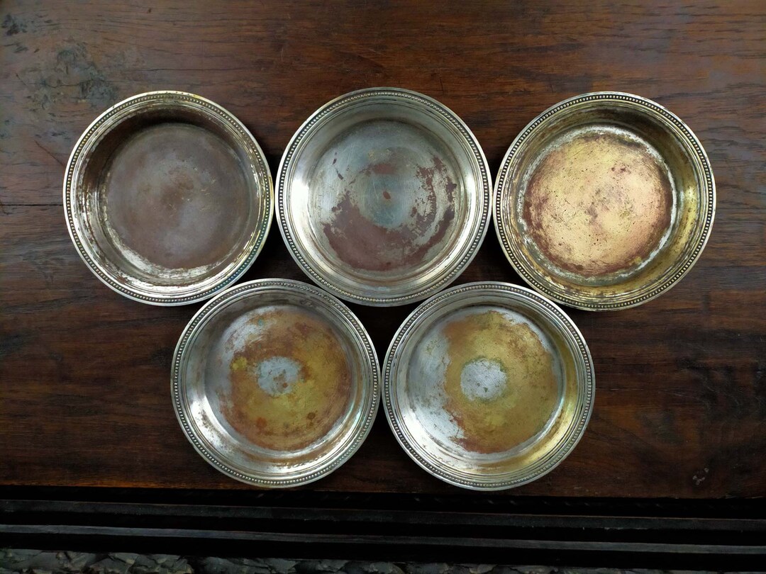 Vintage Silver Bronze Plates, Set of 5pcs, French Farmhouse, French ...