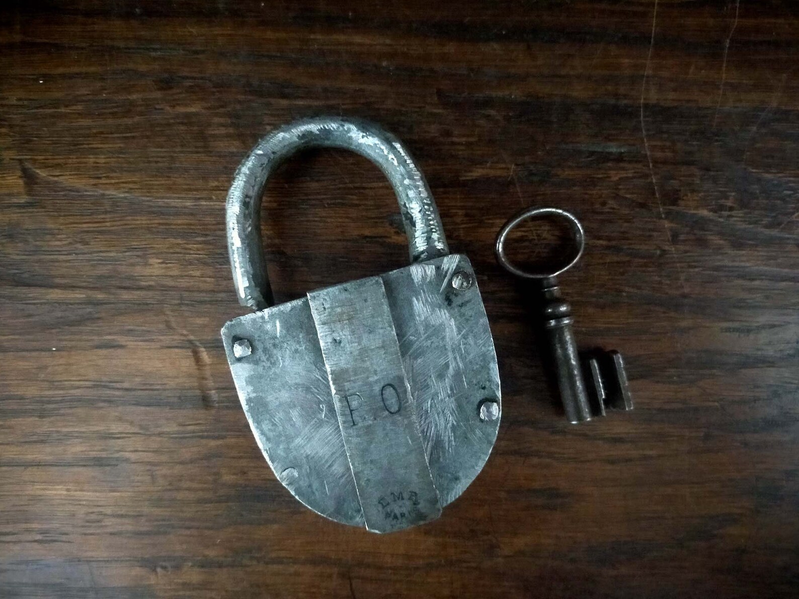 Vintage Rustic French Padlock, Riveted Metal Padlock, With Its Original ...