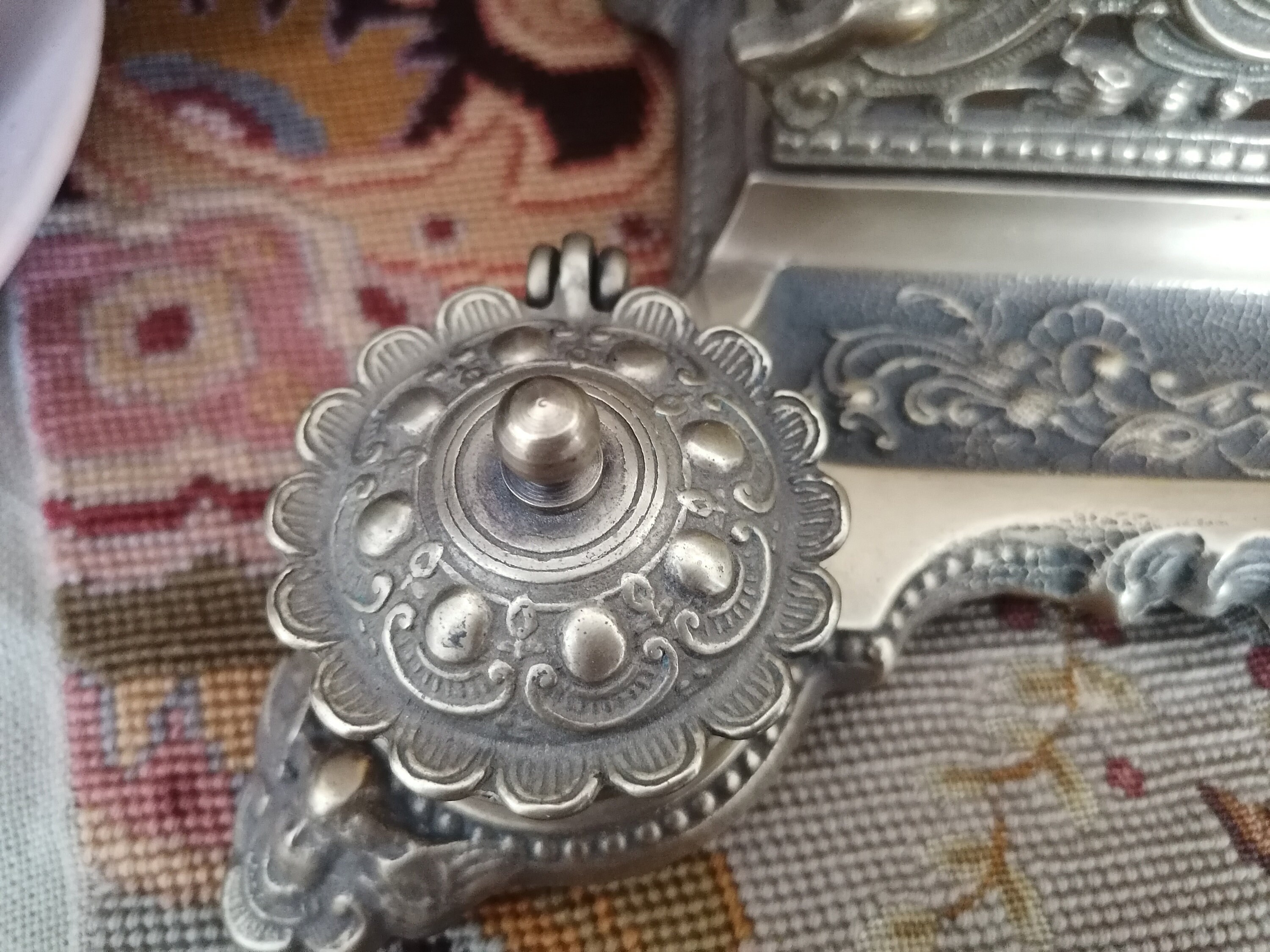 Old Inkwell and Mail Holder in Solid Bronze, Louis XVI Style, Original ...