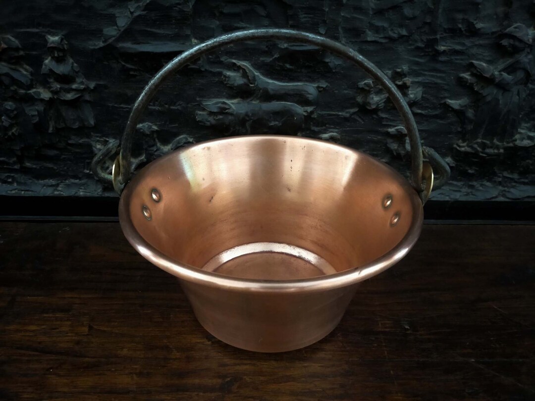 Vintage Water Bucket, Luxury Coal Vessel, Copper With Cast Iron Handle ...