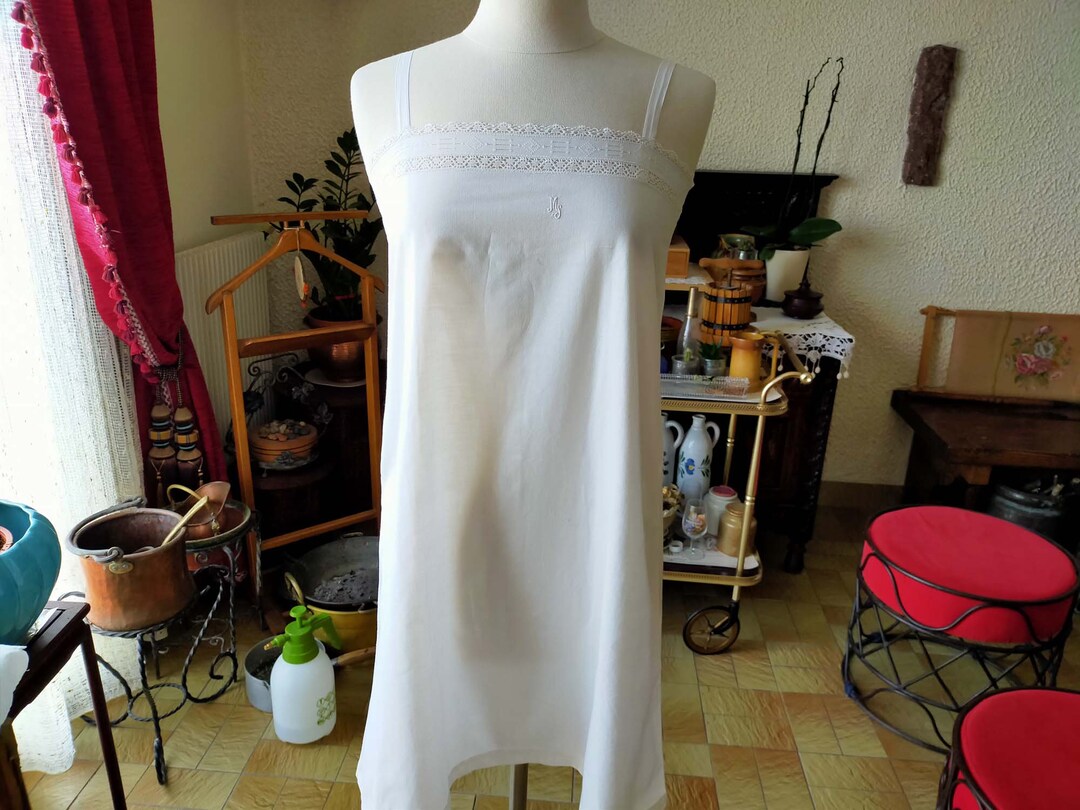 Romantic French Nightgown, Cotton Nightgown, "ms" Monogram, Very Fine ...