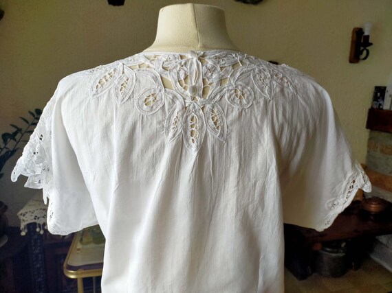 Vintage French romantic shirt, cotton shirt. souvenir… - Gem