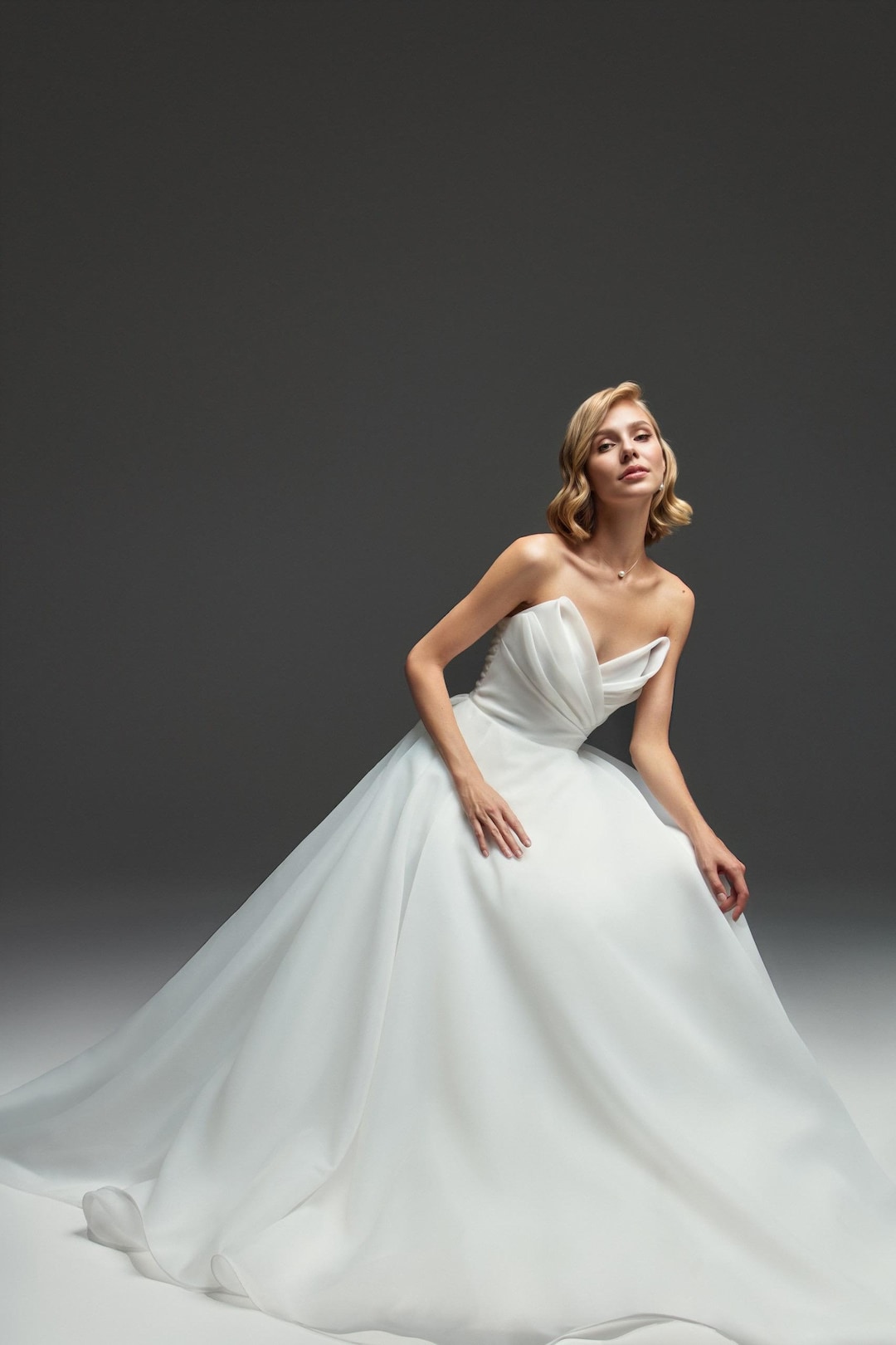 Modest Wedding Dress, Draped Corset Wedding Dress, Minimalist A-line ...