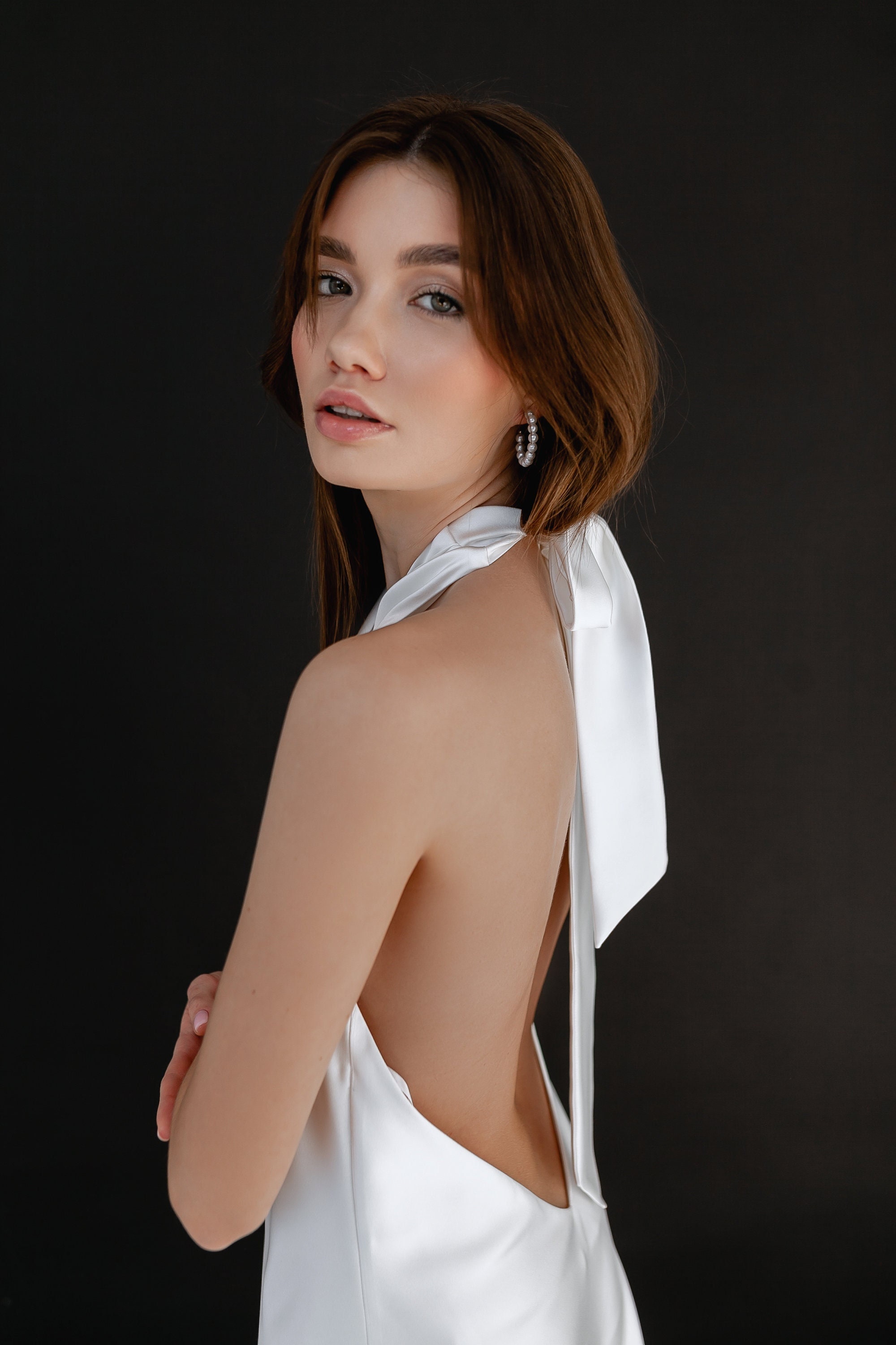 Sexy Wedding Dress Open Back Wedding Dress Midi Satin Etsy
