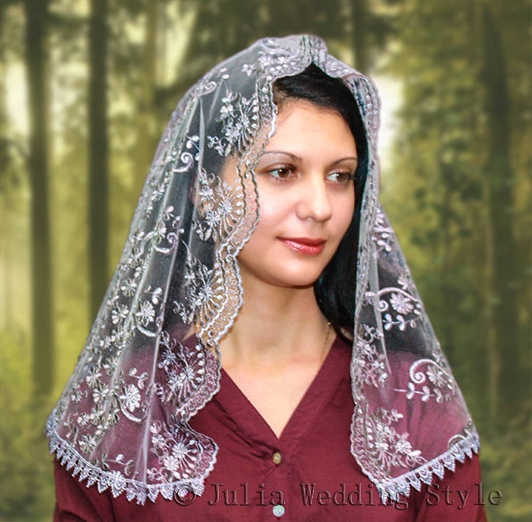 Gift for Mothers Day Gray Veil Religious Head Coverings Orthodox Veils ...
