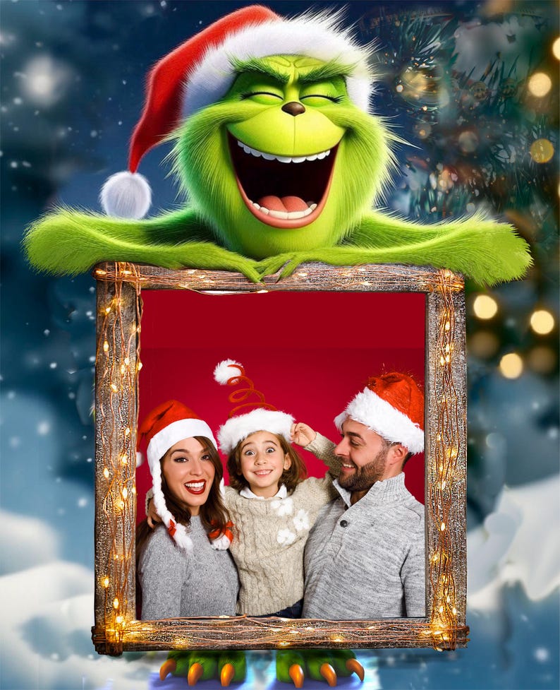 Frame Christmas Grinch Overlay Digital Background Photoshop - Etsy