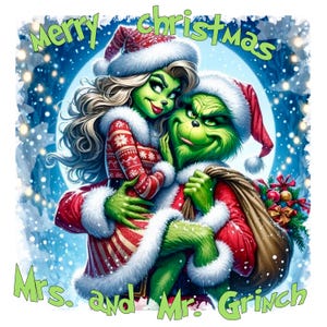 Gift for Christmas /mrs and Mr Grinch/ PNG Merry Christmas Vintage Real ...