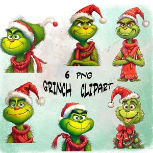 Sublimation Grinch PNG Clipart Collection Cute Whimsical Grinch Digital ...