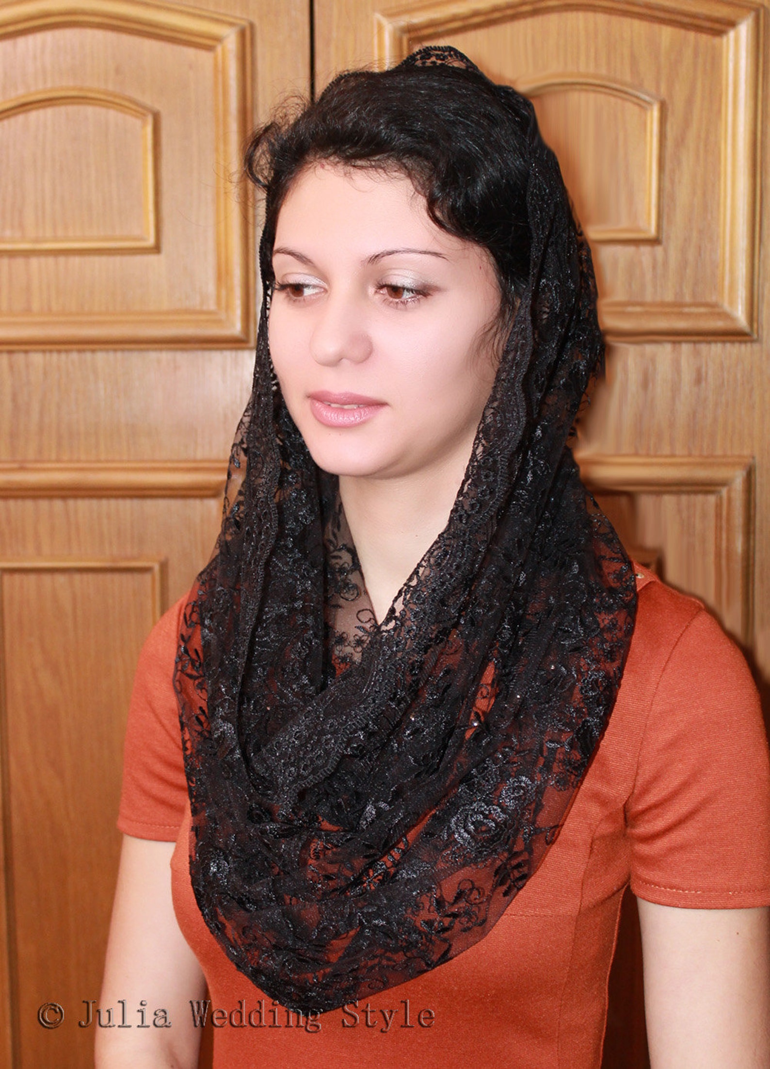 Black Lace Mantilla,black Veil,black Catholic Veil,funeral Veil,scarf ...