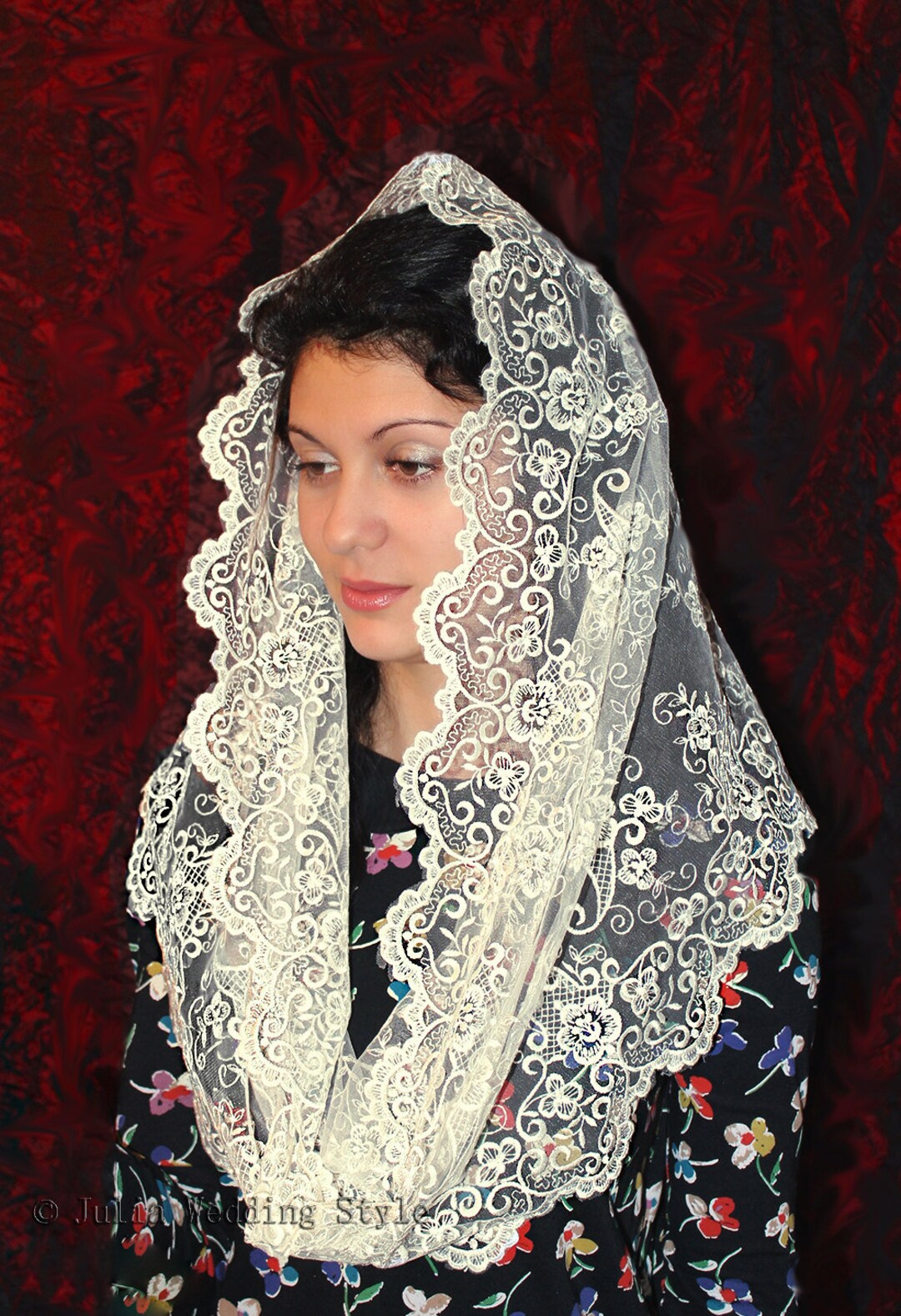 Gift for Mothers Day Ivory Mantilla Infinity,veil Latin Mass Scarf ...