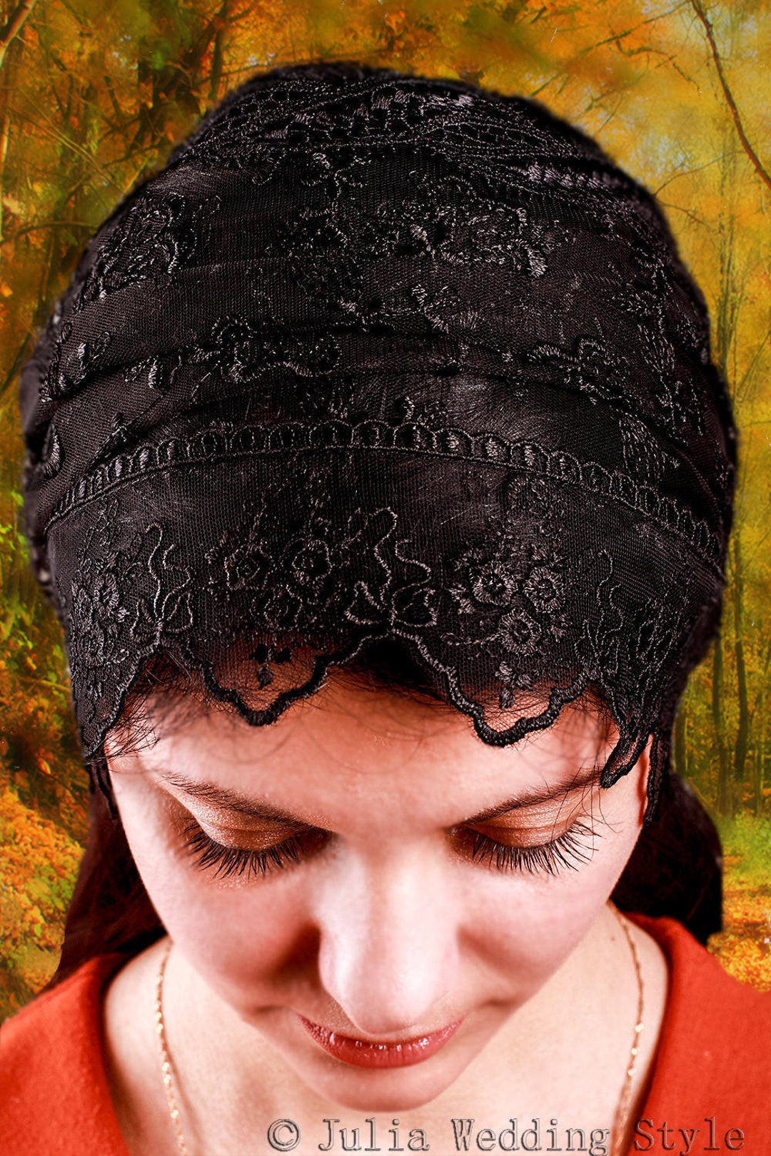 Gift for Mothers Day Black Headband Catholic Black With Ties Lace ...