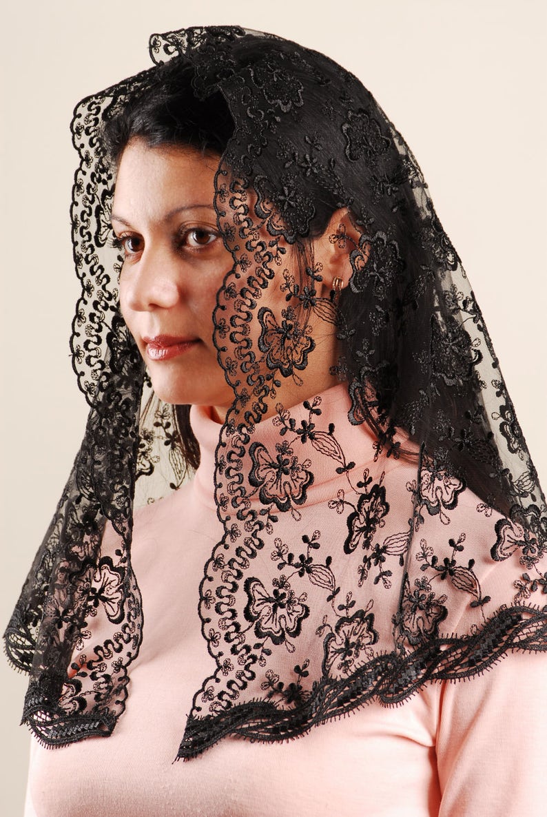 Black,orthodox Veils,catholic Veil,half Circle Church Veil,church Head ...