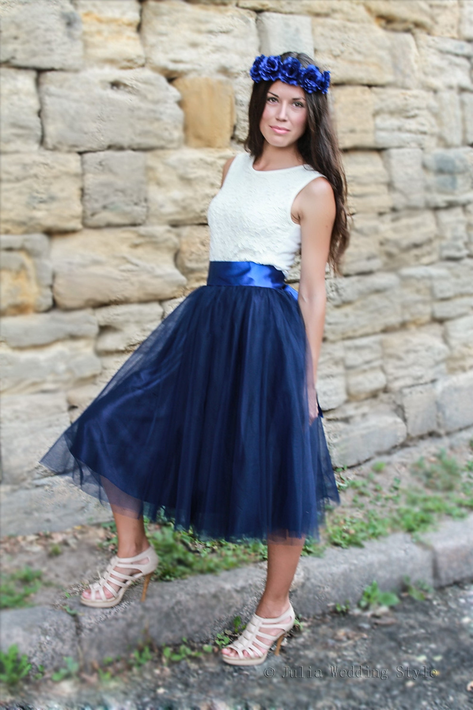 Falda azul azul marino tul falda de tul azul falda de tutú | Etsy