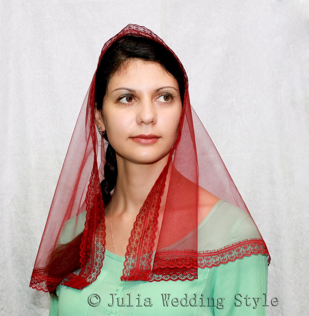 Gift for Mothers Day Burgundy Church Veil Latin Mass Veil Chapel ...