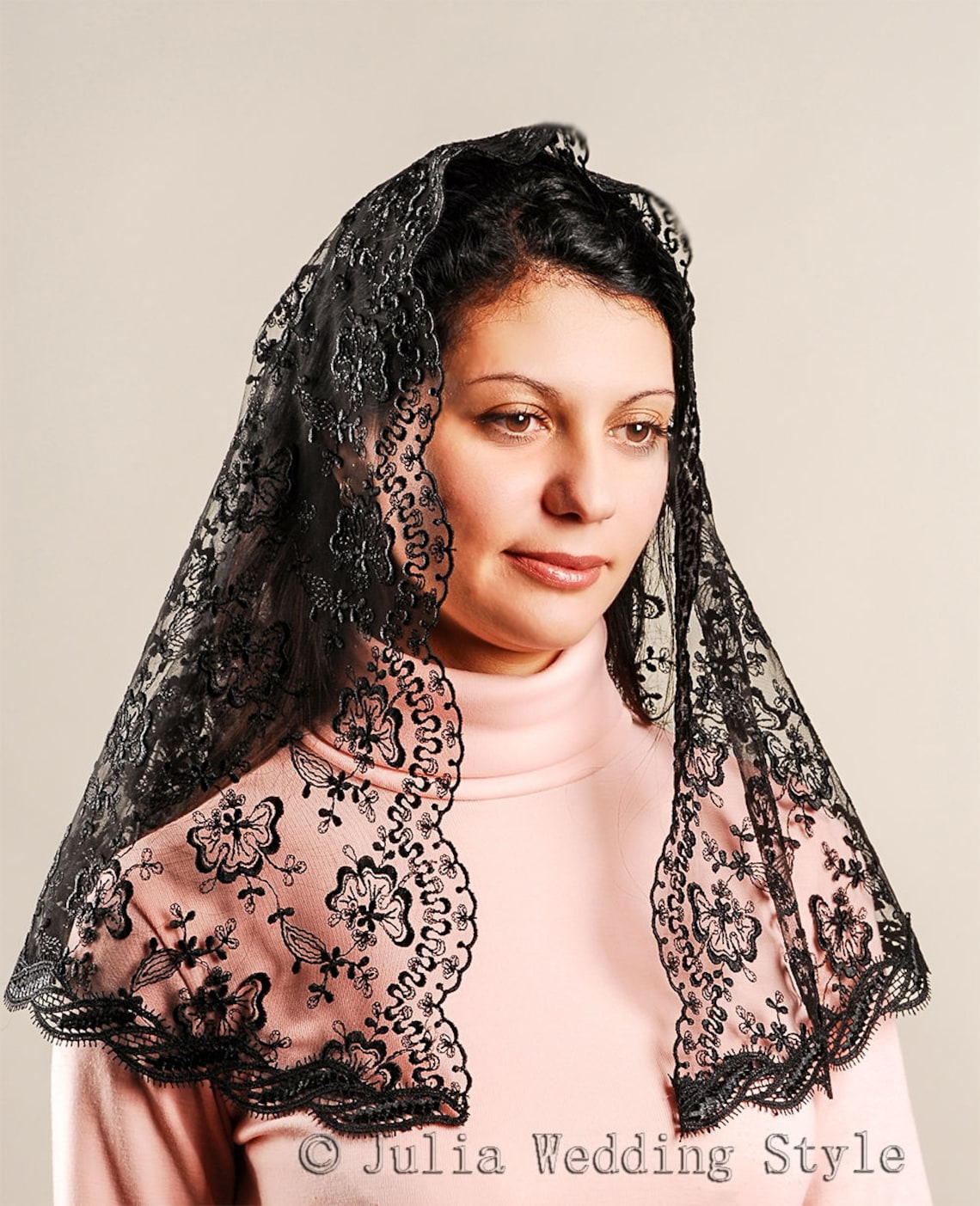 Black,orthodox Veils,catholic Veil,half Circle Church Veil,church Head ...