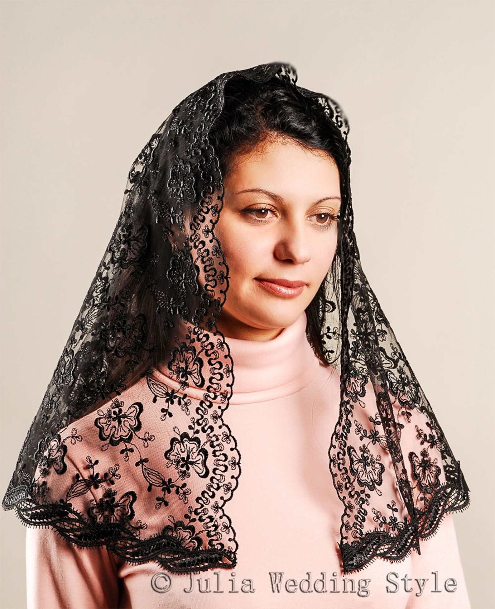 Black,orthodox Veils,catholic Veil,half Circle Church Veil,church Head ...