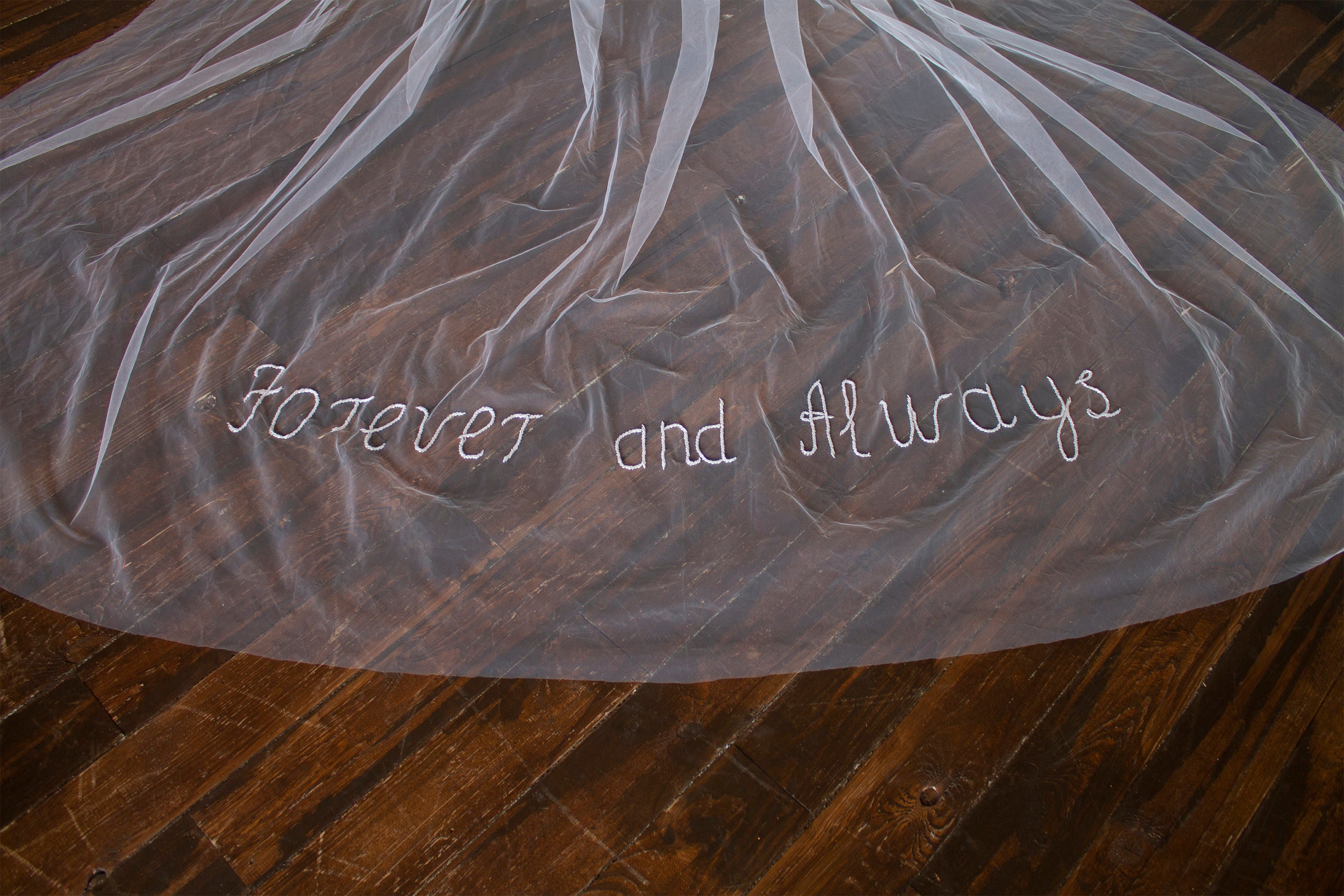 Cathedral Wedding Veil With Monogram With Phrases Embroidered With ...