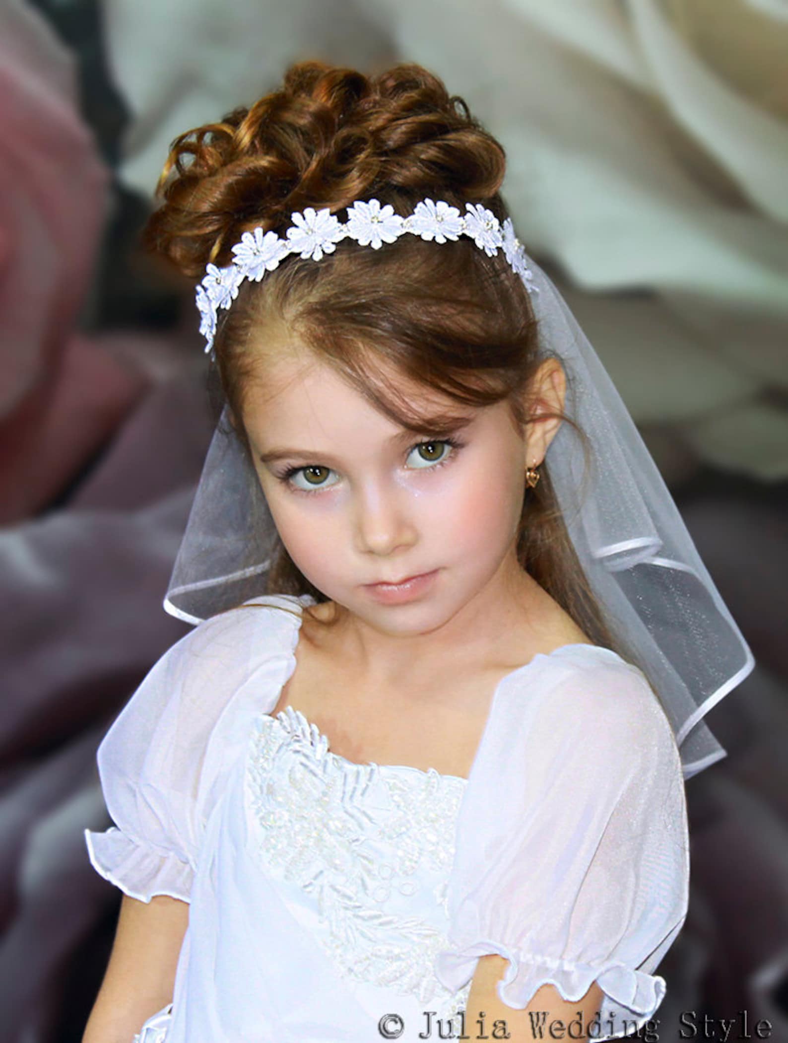 Veil First Communion,wreath Floral,communion Veil,girl Mantilla,flower ...