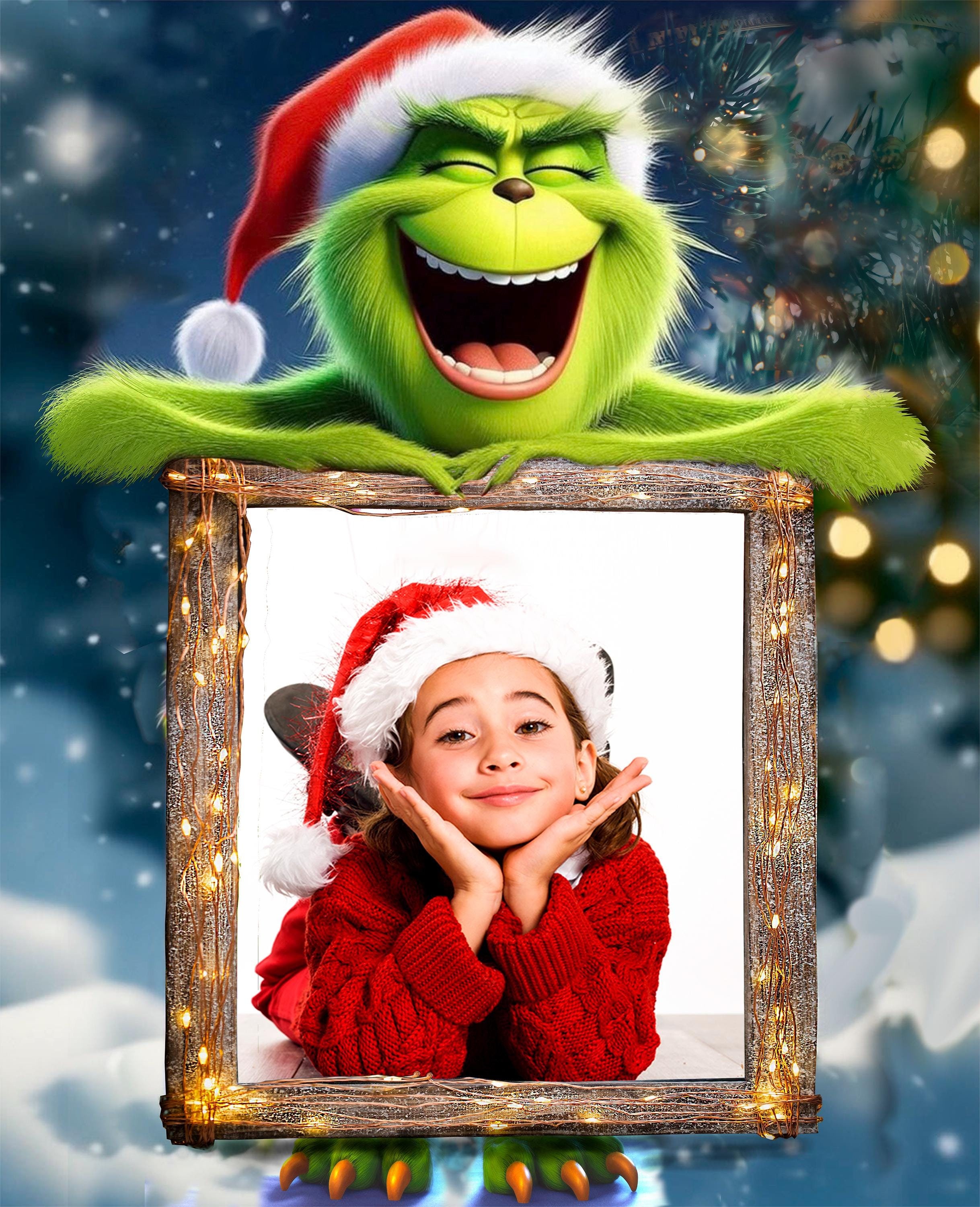 Frame Christmas Grinch Overlay Digital Background Photoshop - Etsy
