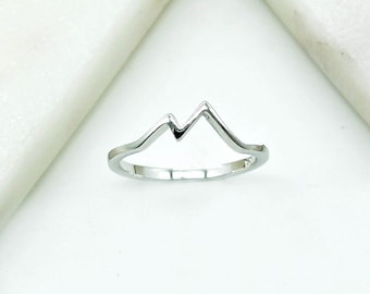 Mountain View Ring in Sterling Silver Yellow or Rose Gold. - Etsy