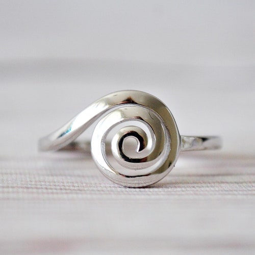 Sterling Silver Circle Wave Swirl Ring R108SS - Etsy
