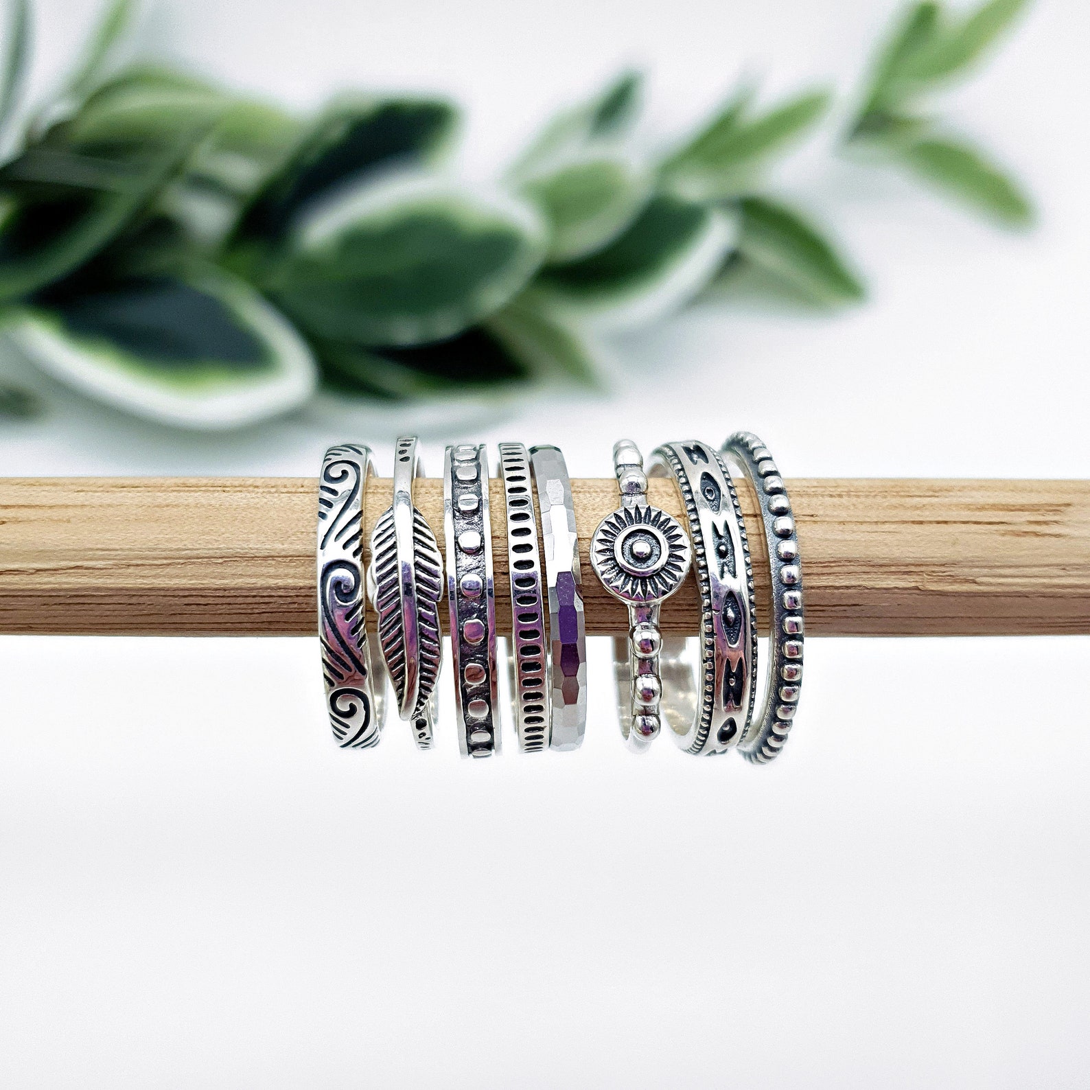 Sterling Silver Stacking Rings Womens Silver Ring Set - Etsy