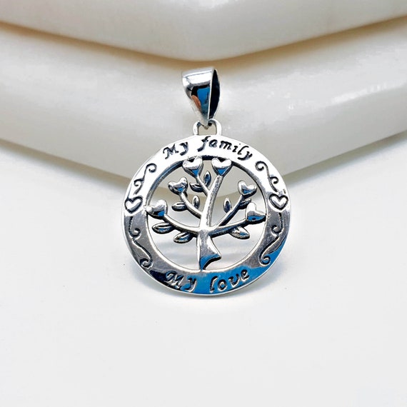 Sterling Silver Family Tree Pendant Sterling Silver my | Etsy