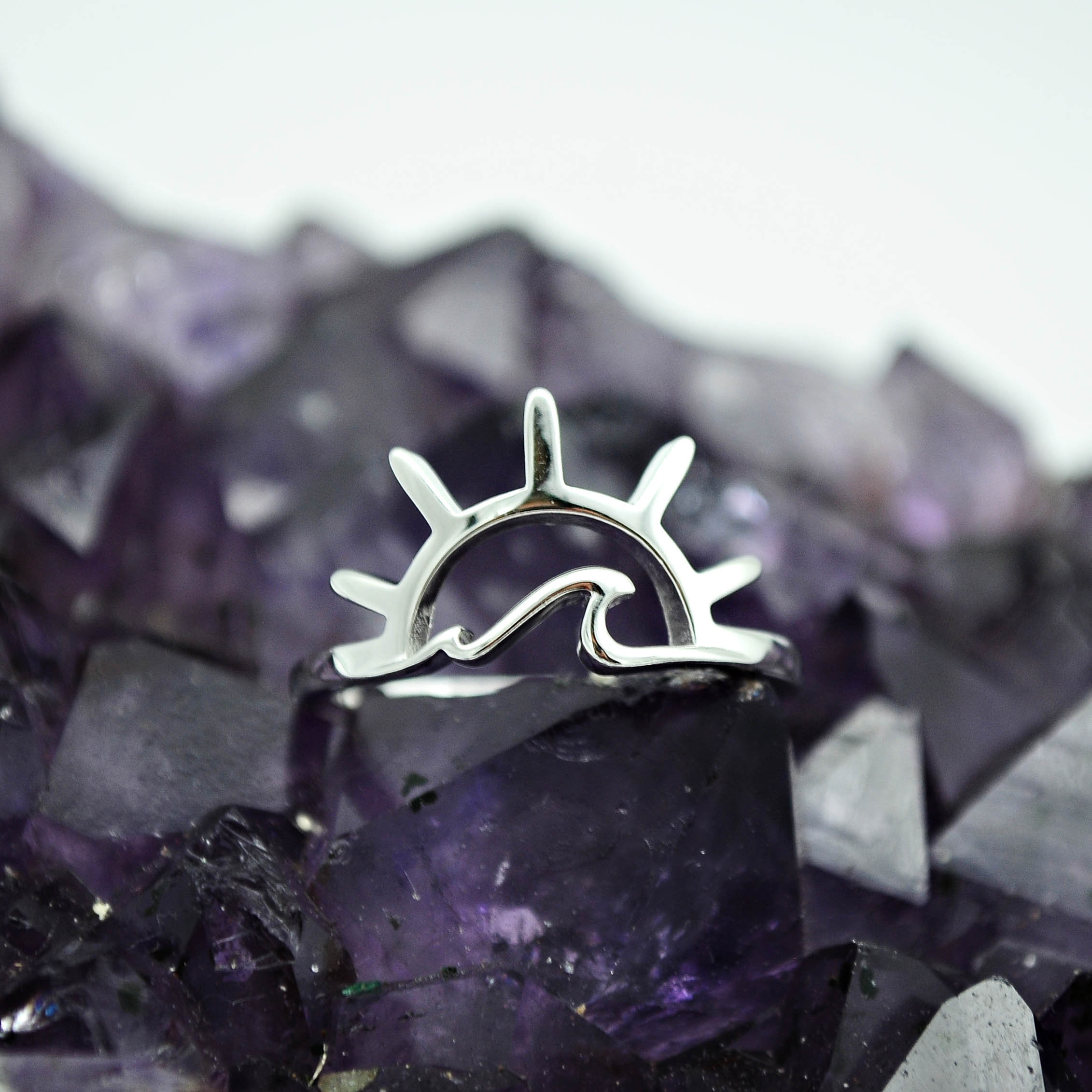 Sunrise Ring | 925 Sterling Silver Sun & Wave Ring | Surfer Ring ...