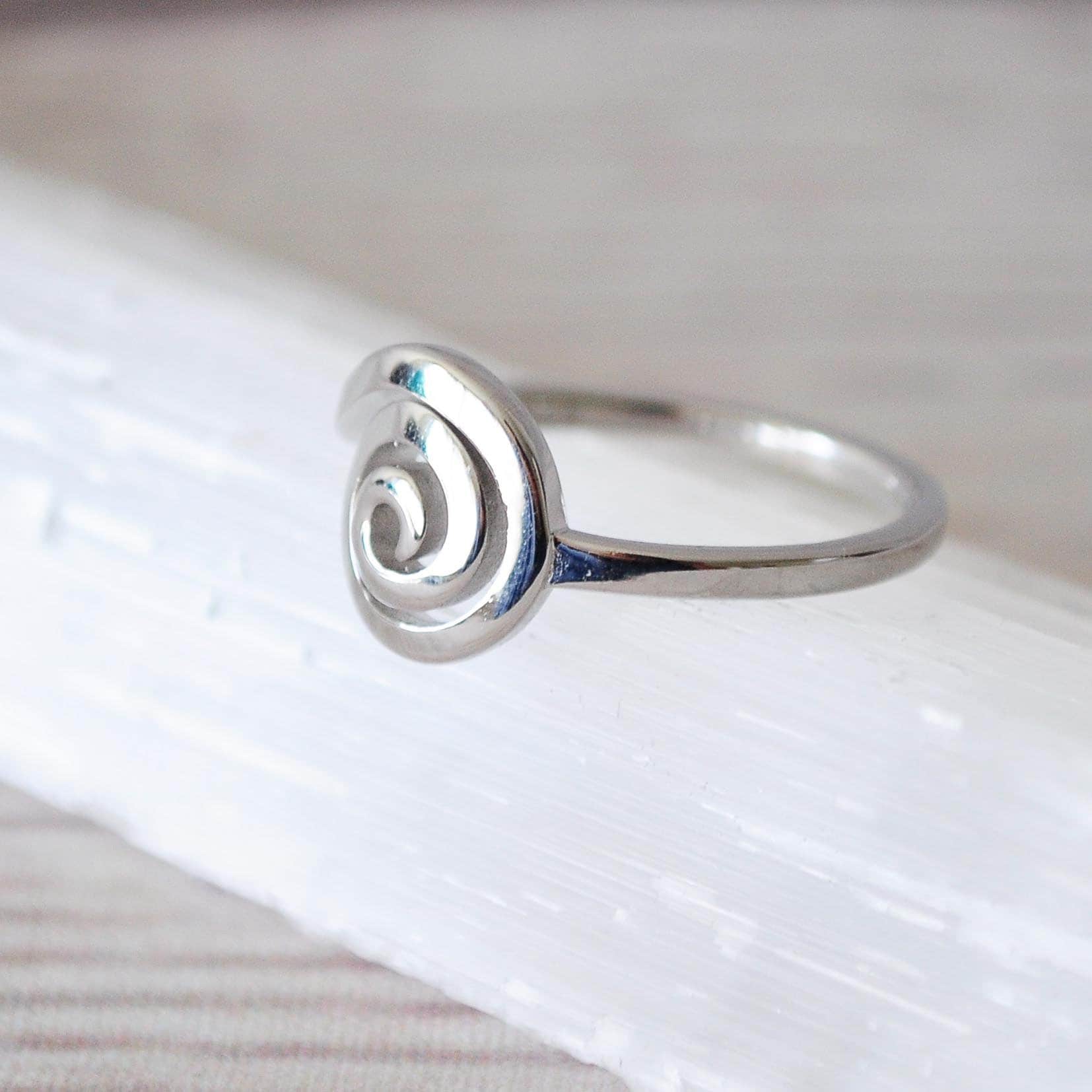 Sterling Silver Spiral Ring Cute Silver Circle Ring Swirl - Etsy