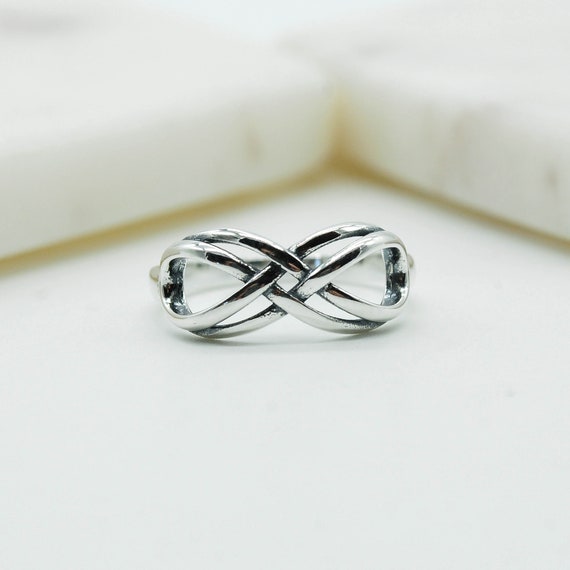 Silver Double Infinity Ring Celtic Infinity Ring Cute - Etsy