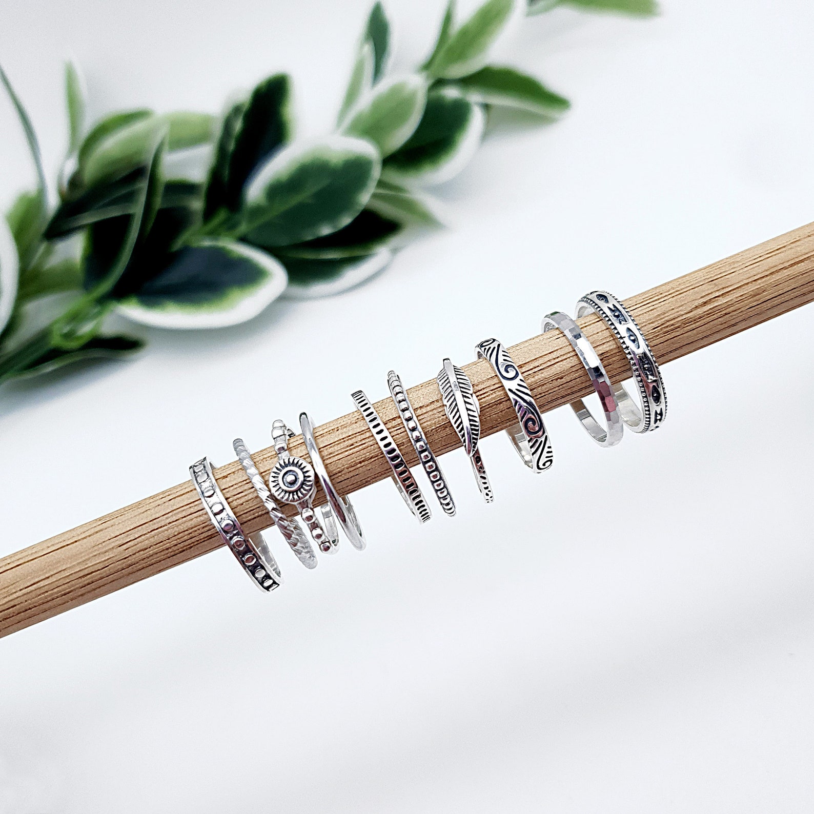 Sterling Silver Stacking Rings Womens Silver Ring Set - Etsy