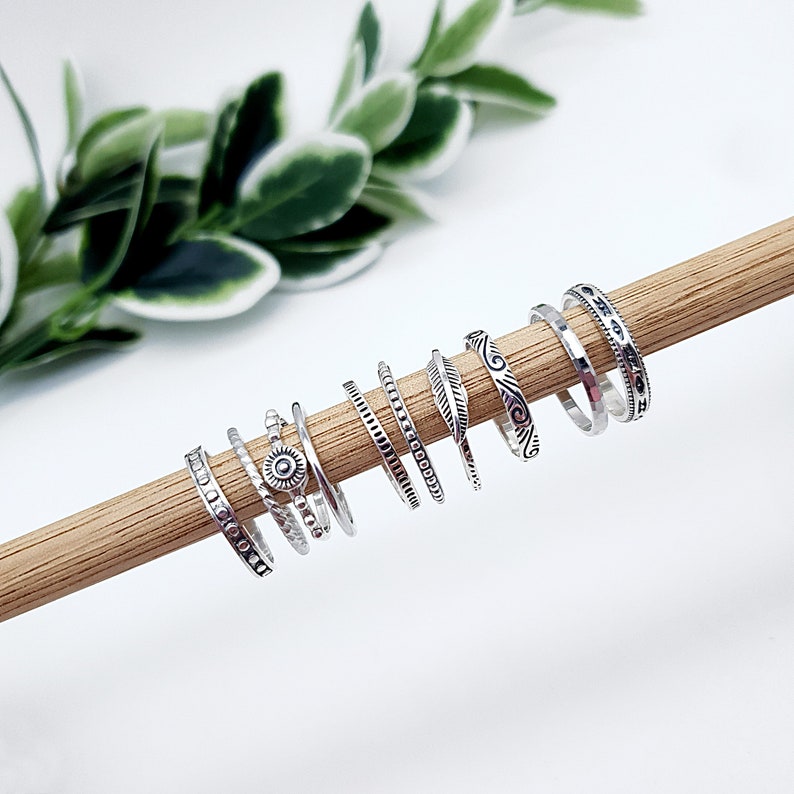 Sterling Silver Stacking Rings Womens Silver Ring Set - Etsy