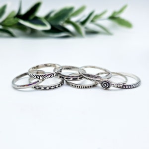 Sterling Silver Stacking Rings | Womens Silver Ring Set | Stackable ...