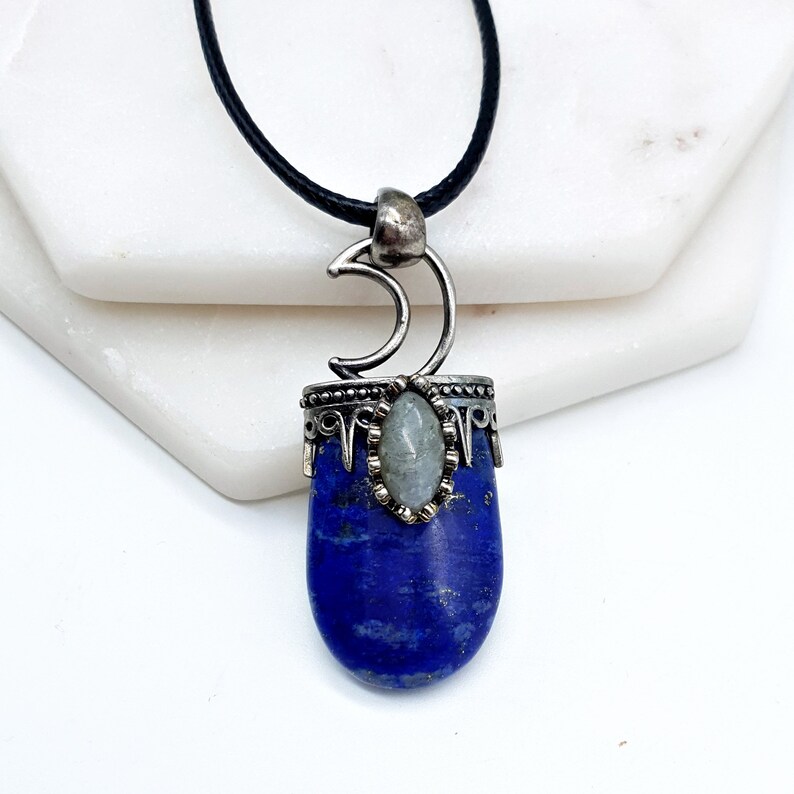 Blue Crescent Moon Pendant Lapis Lazuli Crescent Moon | Etsy Blue Crescent Moon Pendant Lapis Lazuli Crescent Moon | Etsy
