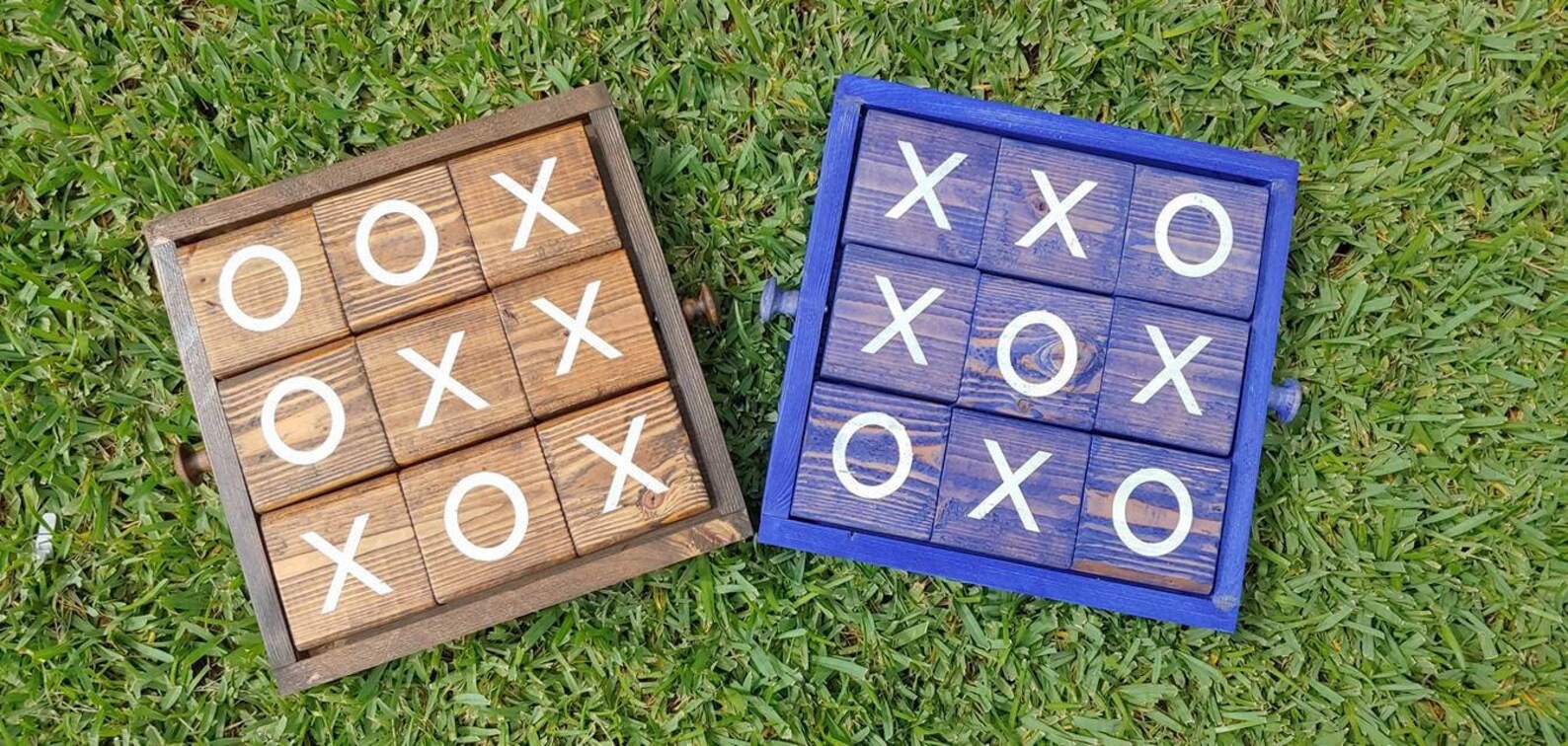 Tic Tac Toe Outdoor Yard Wood Stained Game - Etsy