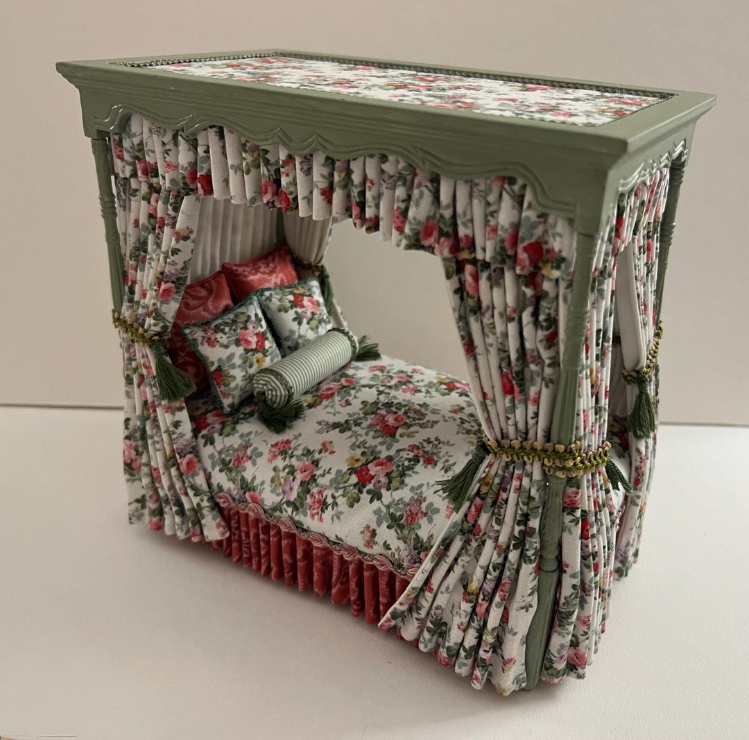 Dollhouse Miniatures Artisan OOAK Floral Canopy Bed - Etsy