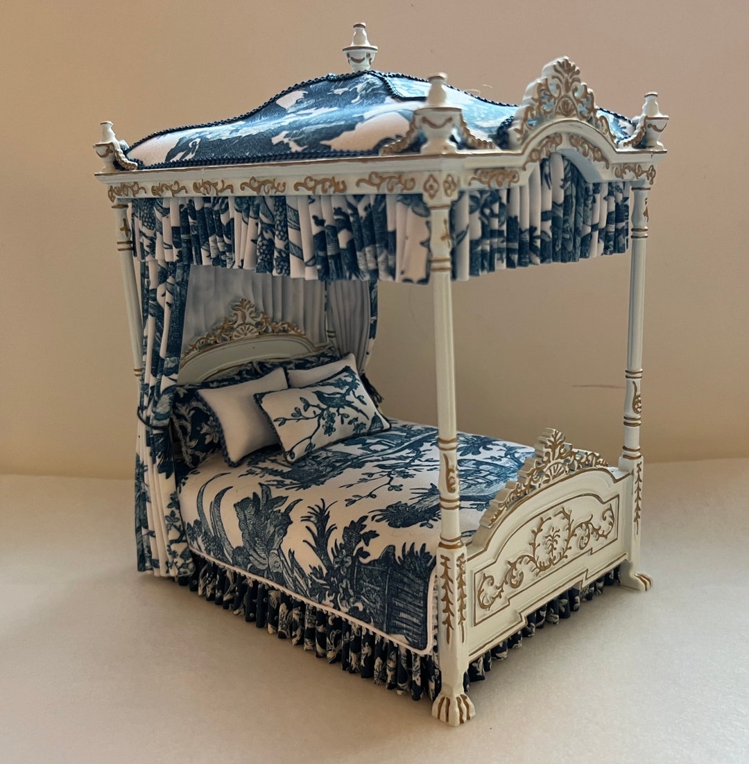 Dollhouse.miniatures Artisan OOAK 2-piece Canopy Bed Set - Etsy
