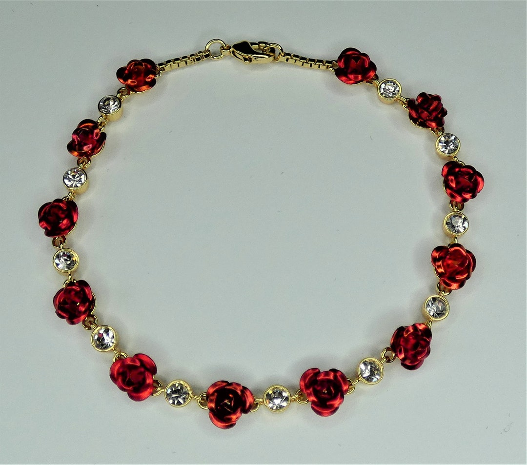 Red Roses Bracelet - Etsy