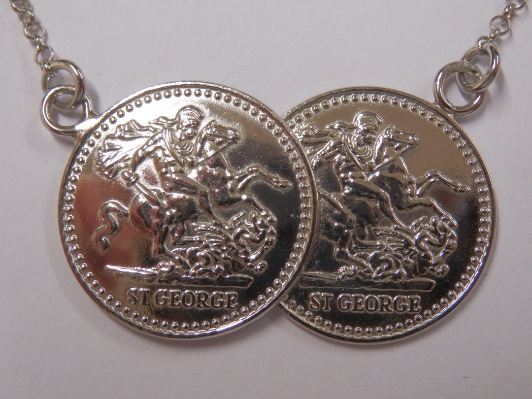 Silver St George Necklace With Chain - Etsy