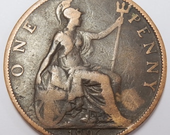 1900 One Penny Coin Great Britain From Queen Victoria, Perfect for ...