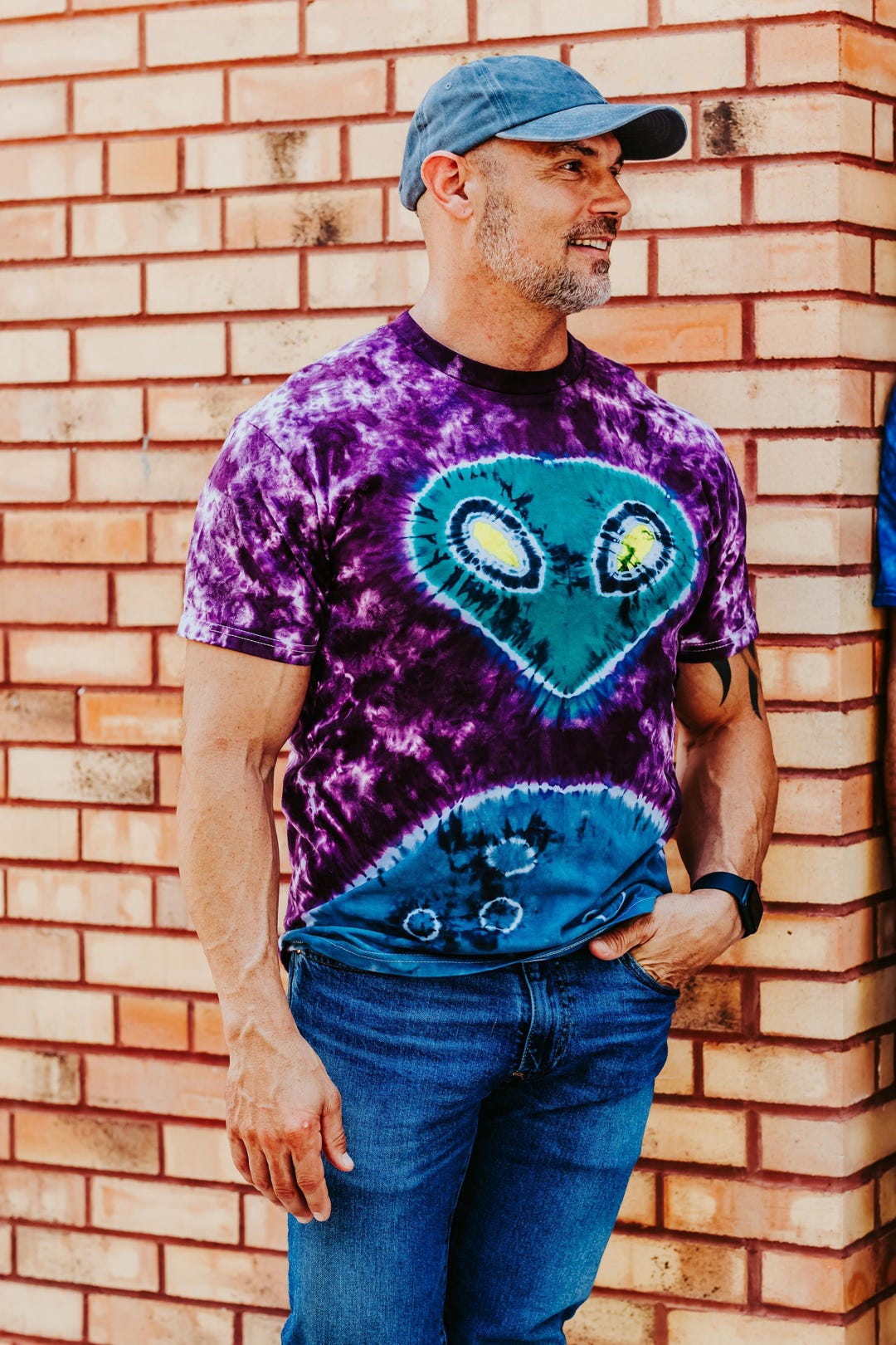 Alien Shirt With Moon, Weirdcore, Handmade Tie Dye, Long Distance ...