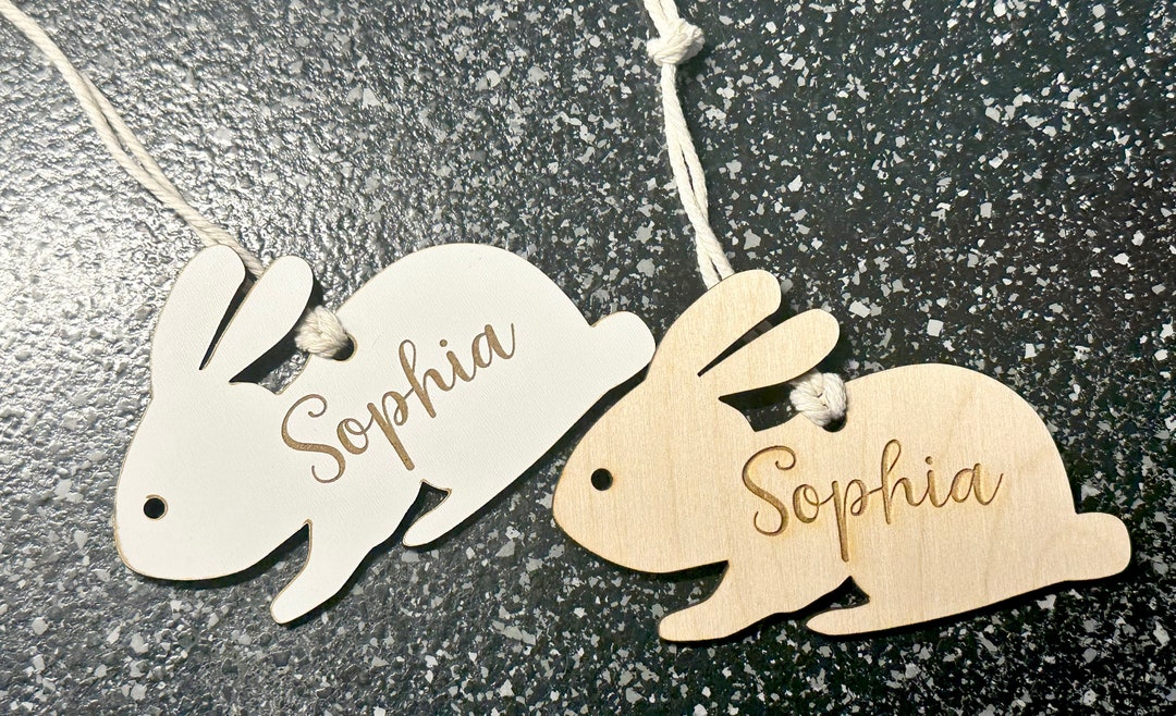Rabbit, Easter Basket, Name Tags, Personalization, Gifts, Spring, White ...