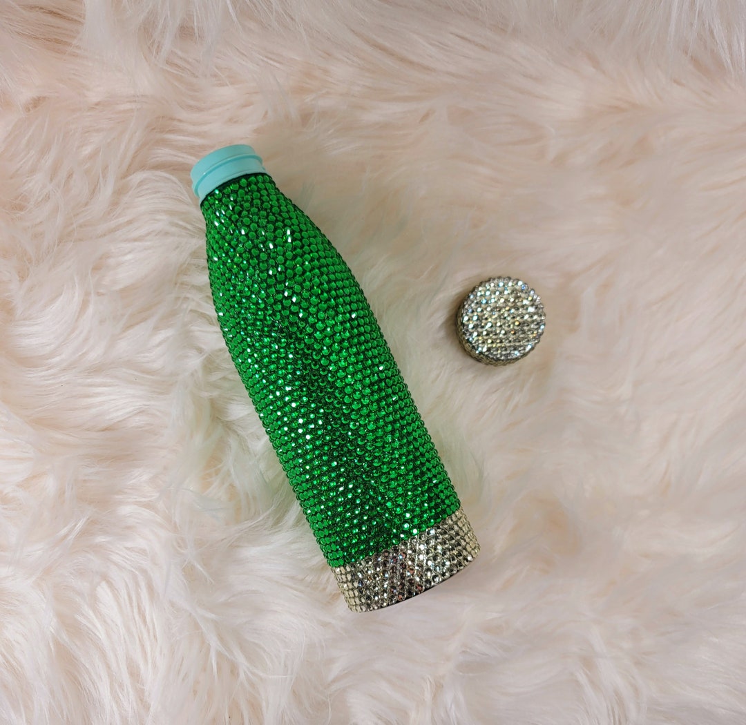 Green Water Bottle, Bling Water Bottle, Bedazzled Water Bottle ...