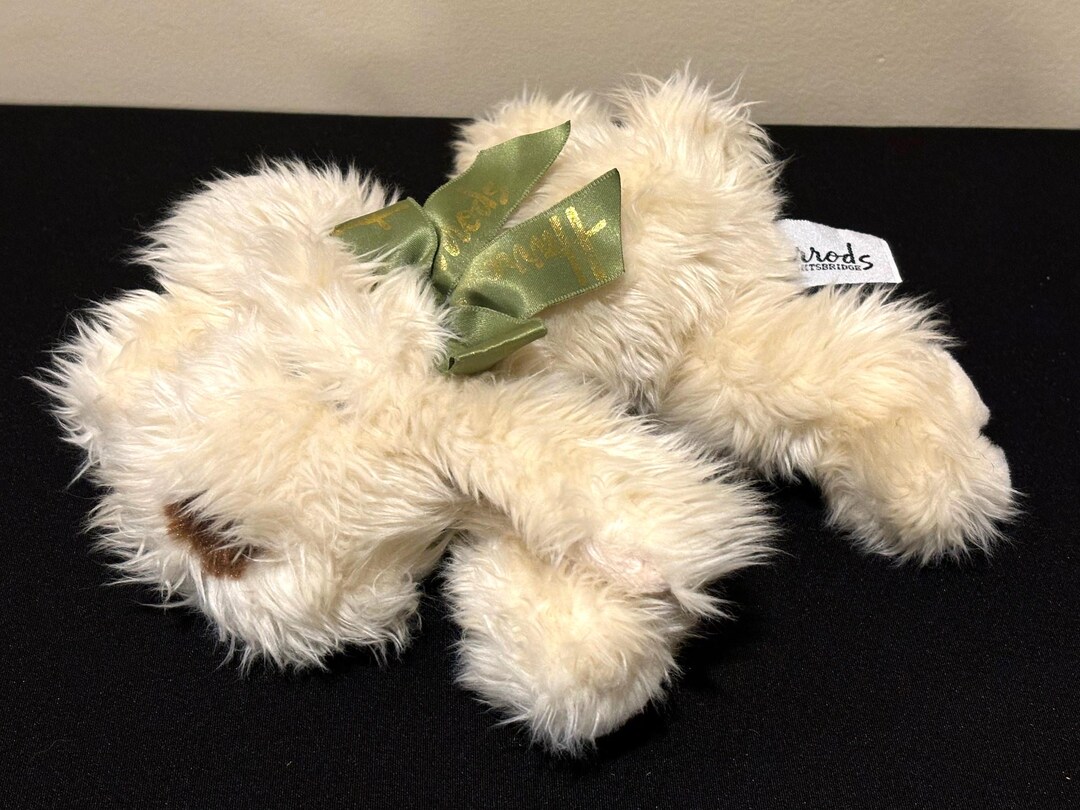 Harrods Plush 8 Inch Puppy Dog With Green Ribbon Bow - Etsy